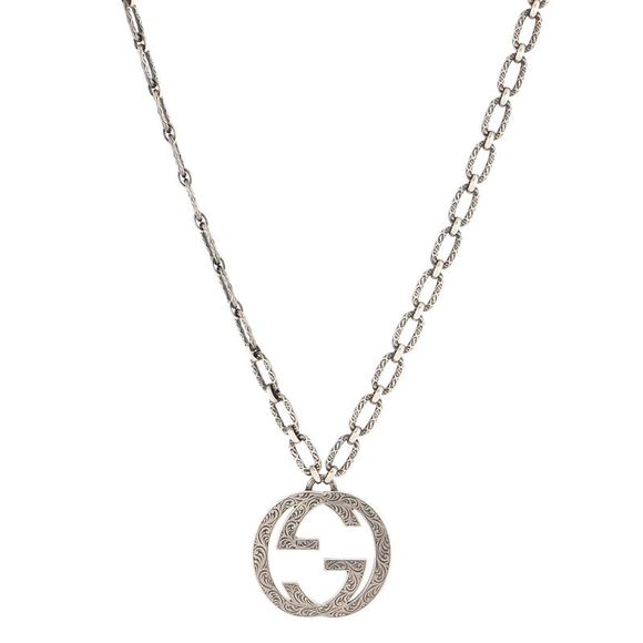 Gucci | Jewelry | Gucci Engraved Interlocking G Chain Link Pendant ...